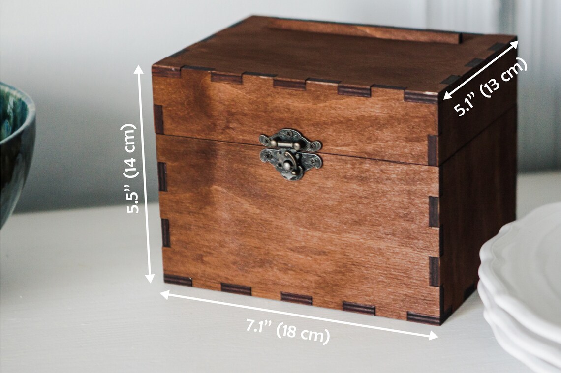 Wooden Recipe Box With Dividers Recipe Box and Cards Recipe - Etsy