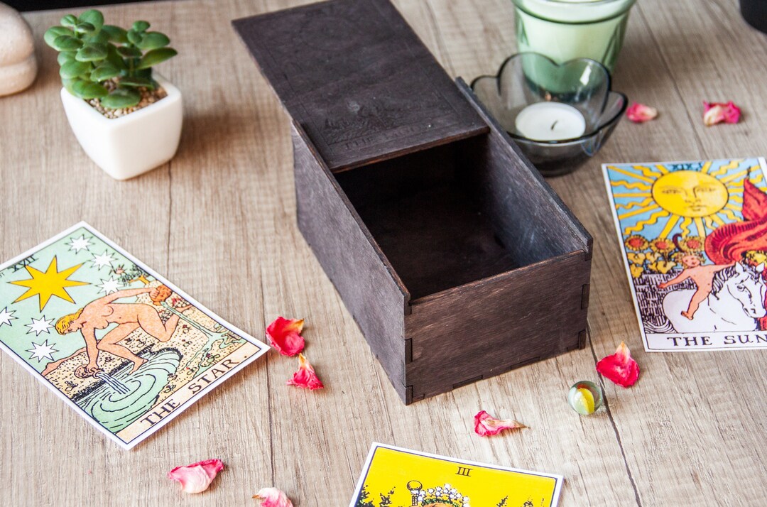 Tarot Card Box Moon, Tarot Card Box Wooden, Tarot Card Storage Box ...