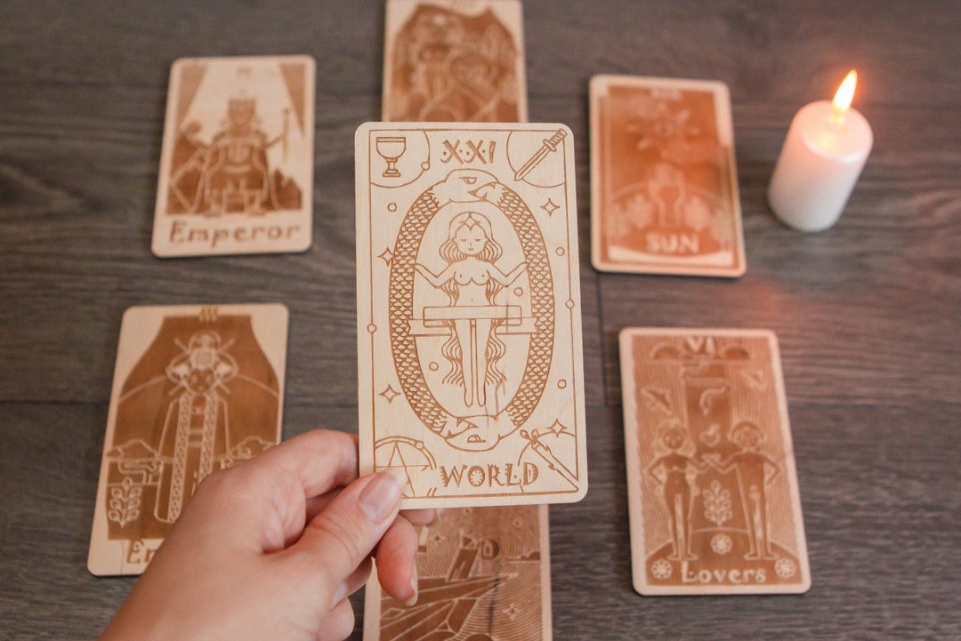 Wooden Tarot Card, Wood Tarot Cards, Tarot Cards Rustic, Engraved Tarot ...