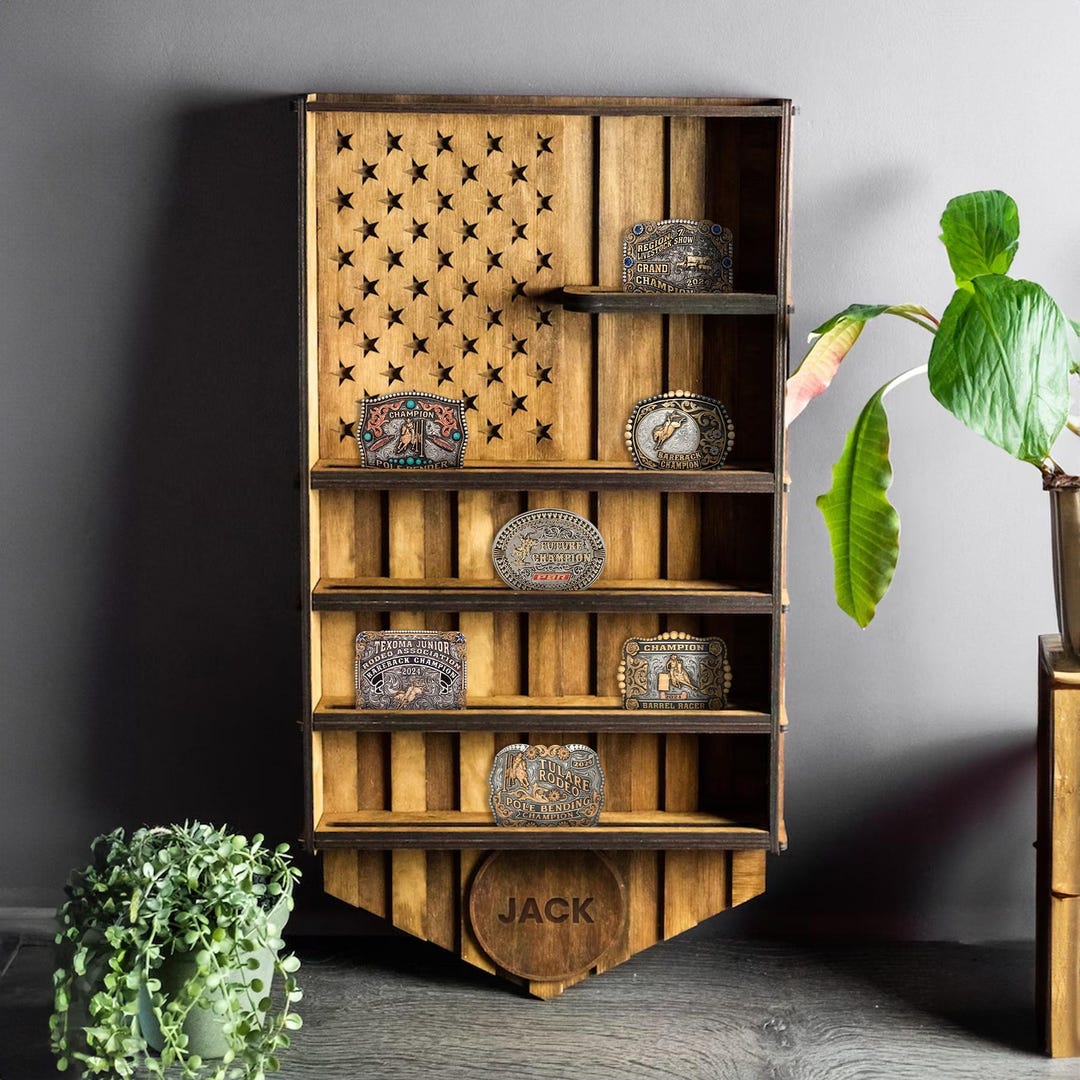 Custom Belt Buckle Display Case Wooden, Personalized Belt Buckle ...