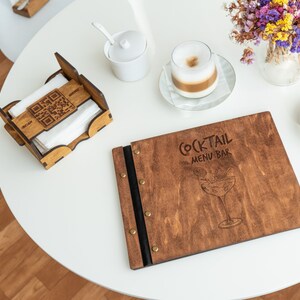 Personalized Menu Folder, Wooden Menu Folder, Drink Menu Cover, Drink ...