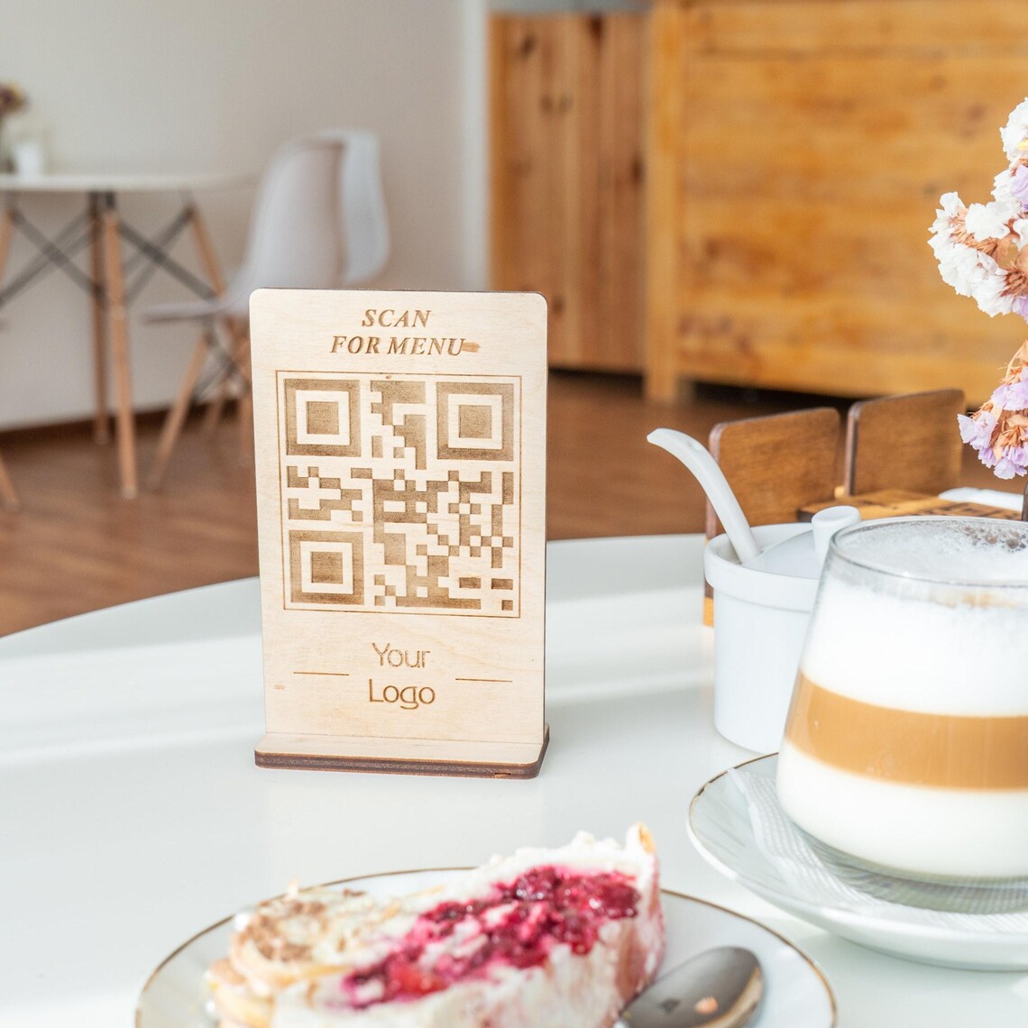 QR Code Sign Stand, Restaurant Qr Code Stand, Menu Qr Code Wood ...