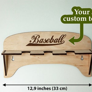 Baseball Bat Holder for Wall, Personalized Baseball Shelf, Baseball Bat ...