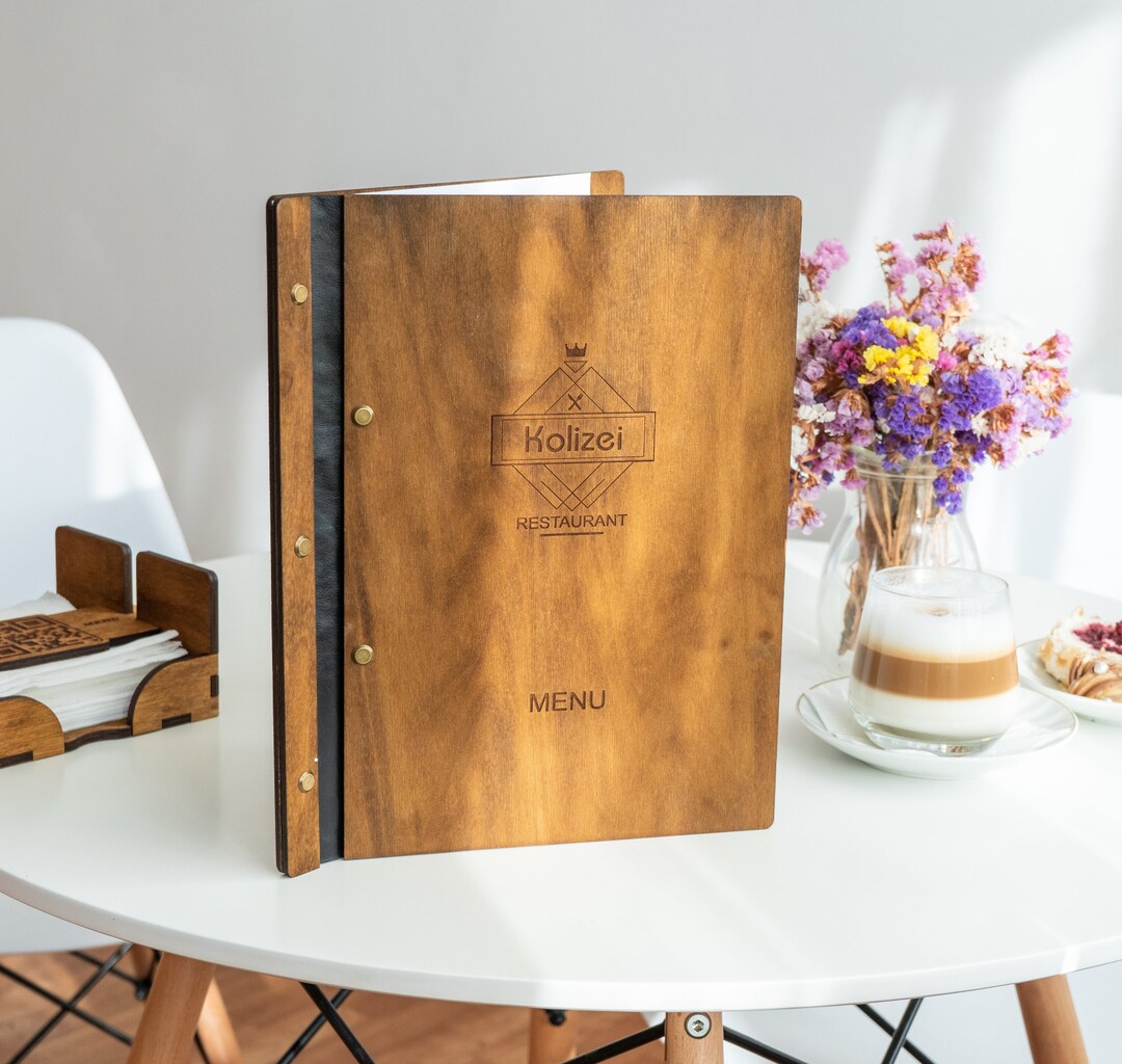Wood Restaurant Menu Wooden Menu Cover Personalized - Etsy