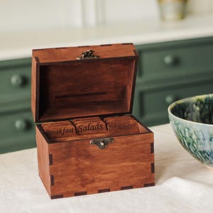 Custom Wood Recipe Box 5x7, Wooden Recipe Box and Cards, Personalized ...
