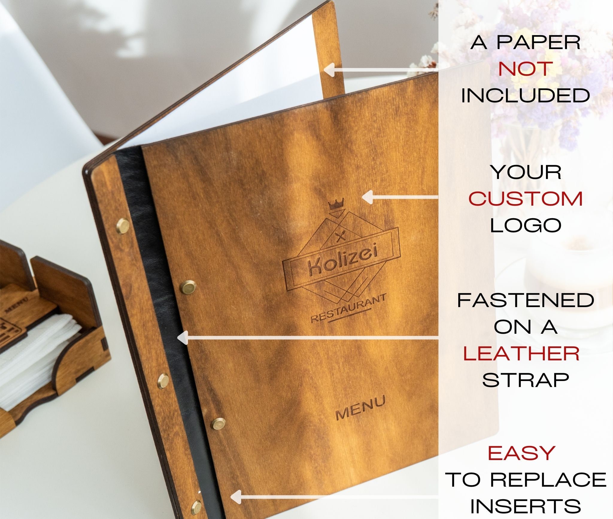 Wood Restaurant Menu Wooden Menu Cover Personalized - Etsy UK