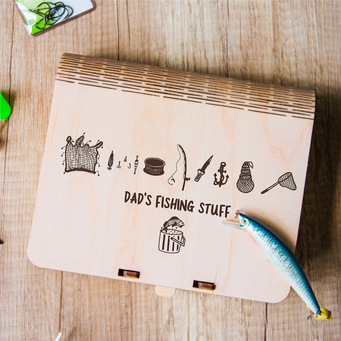 Wood Fishing Box, Tackle Box for Men, Engraved Fishing Box, Wood Tackle ...