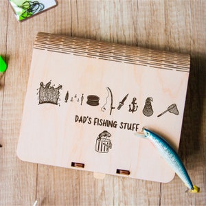 Wood Fishing Box, Tackle Box for Men, Engraved Fishing Box, Wood Tackle ...