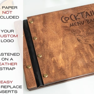 Personalized Menu Folder, Wooden Menu Folder, Drink Menu Cover, Drink ...