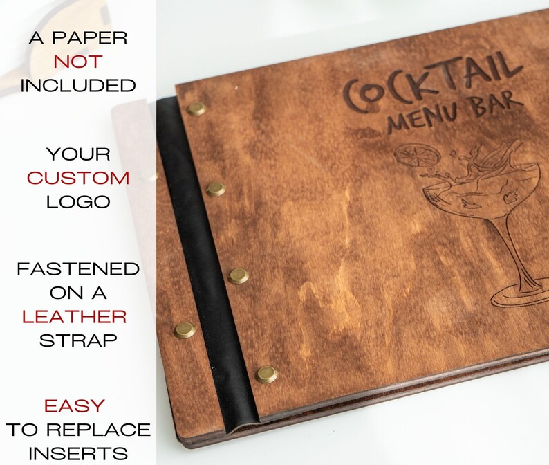 Personalized Menu Folder, Wooden Menu Folder, Drink Menu Cover, Drink ...