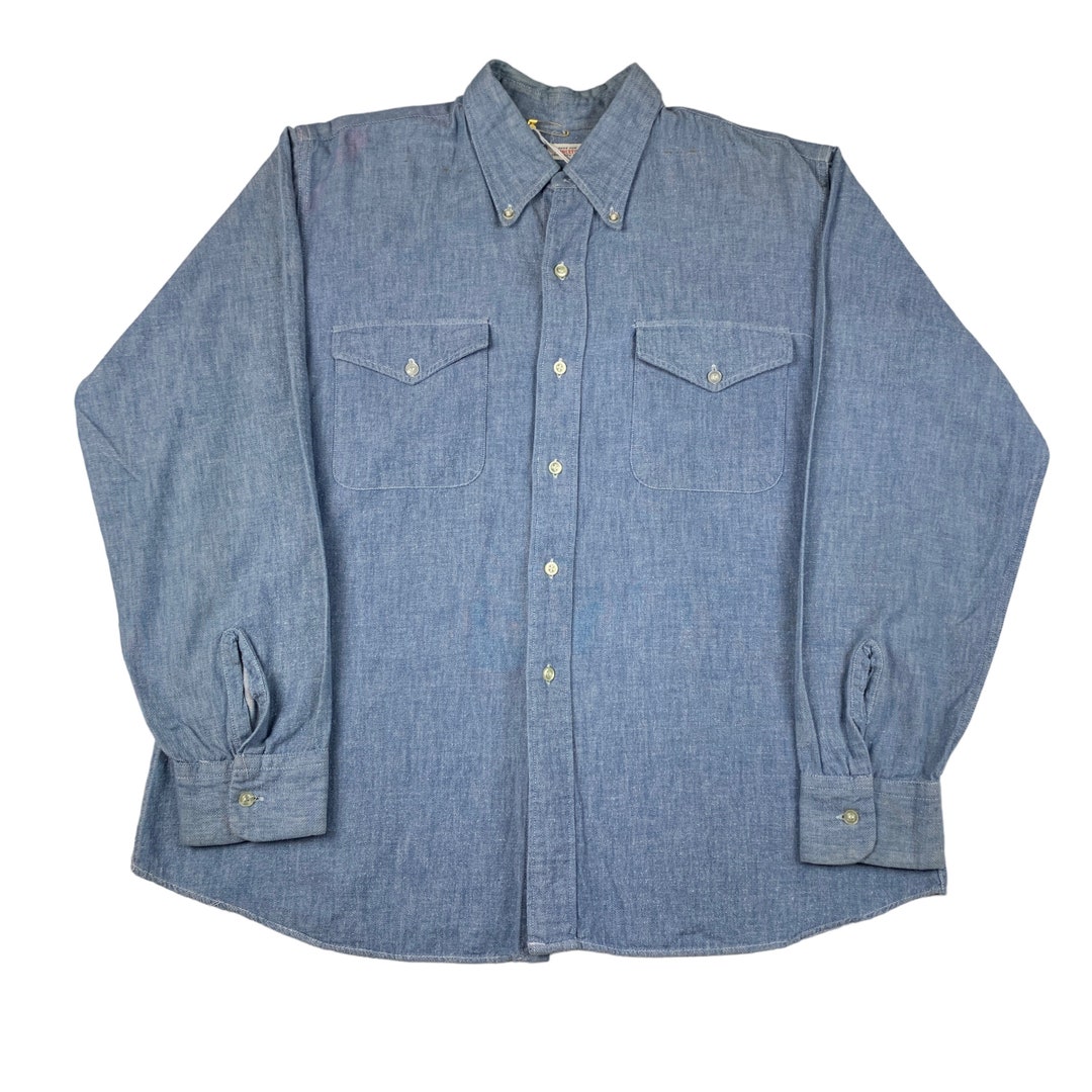 Vintage 1960s Princeton University Store Denim Long Sleeve Button up ...