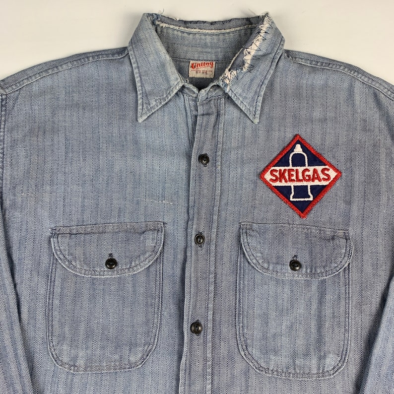 Vintage 1960s Unitog Skelgas Attendant Longsleeve Button up Shirt Size ...