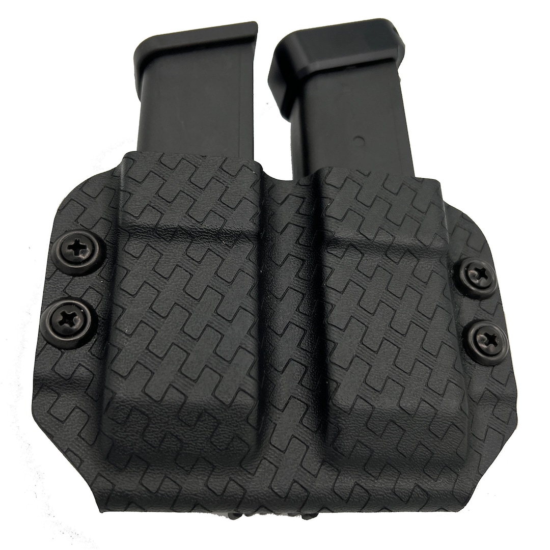 USATAC Dual Double Stack Mag Pouch for Glock 17 - Black Basket Weave ...