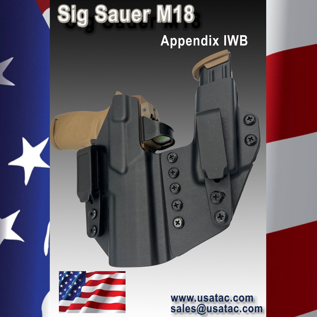 USATAC AIWB Appendix Holster & Mag Pouch Combo for Sig Sauer P320/M18 Black Ultimate Fit and ...
