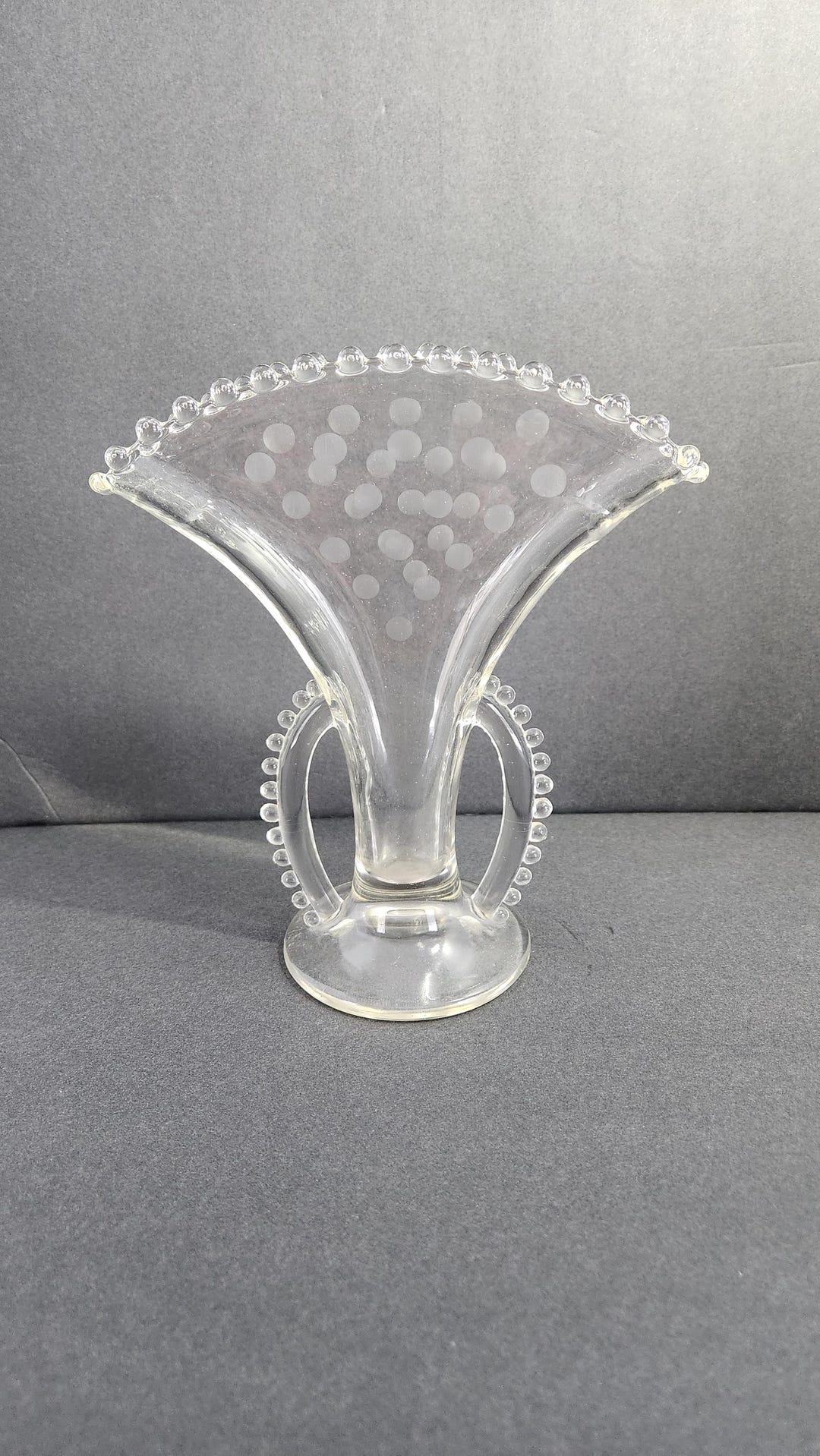 Vintage Imperial Glass Candlewick Fan Shaped, Two Handle Vase With ...