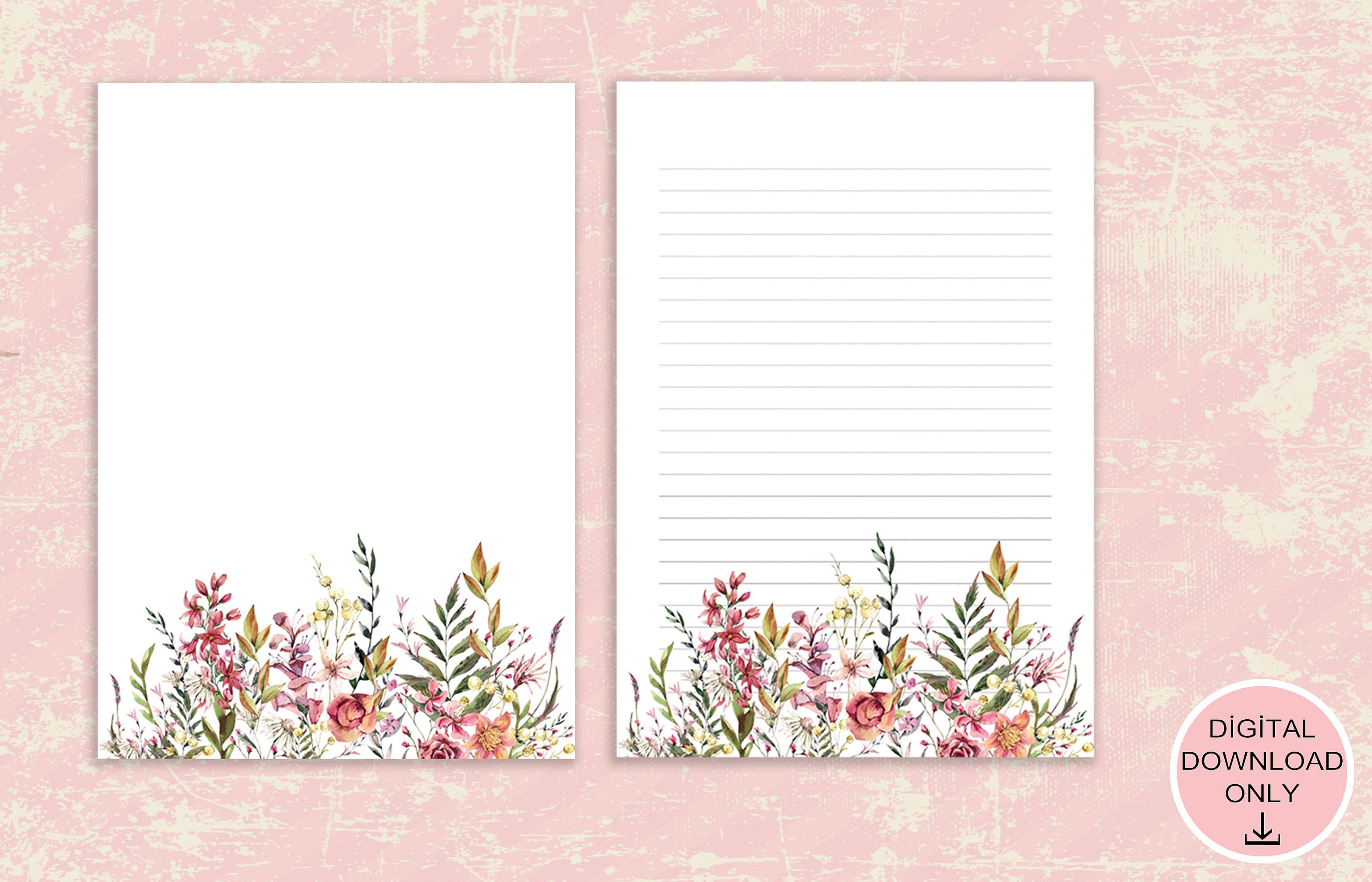 Printable Floral Stationery 8 Floral Writing Paper Digital - Etsy Australia