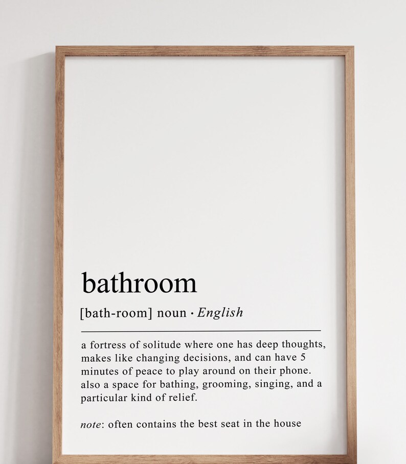 Funny Bathroom Definition Art Print: Modern Restroom Decor (digital ...