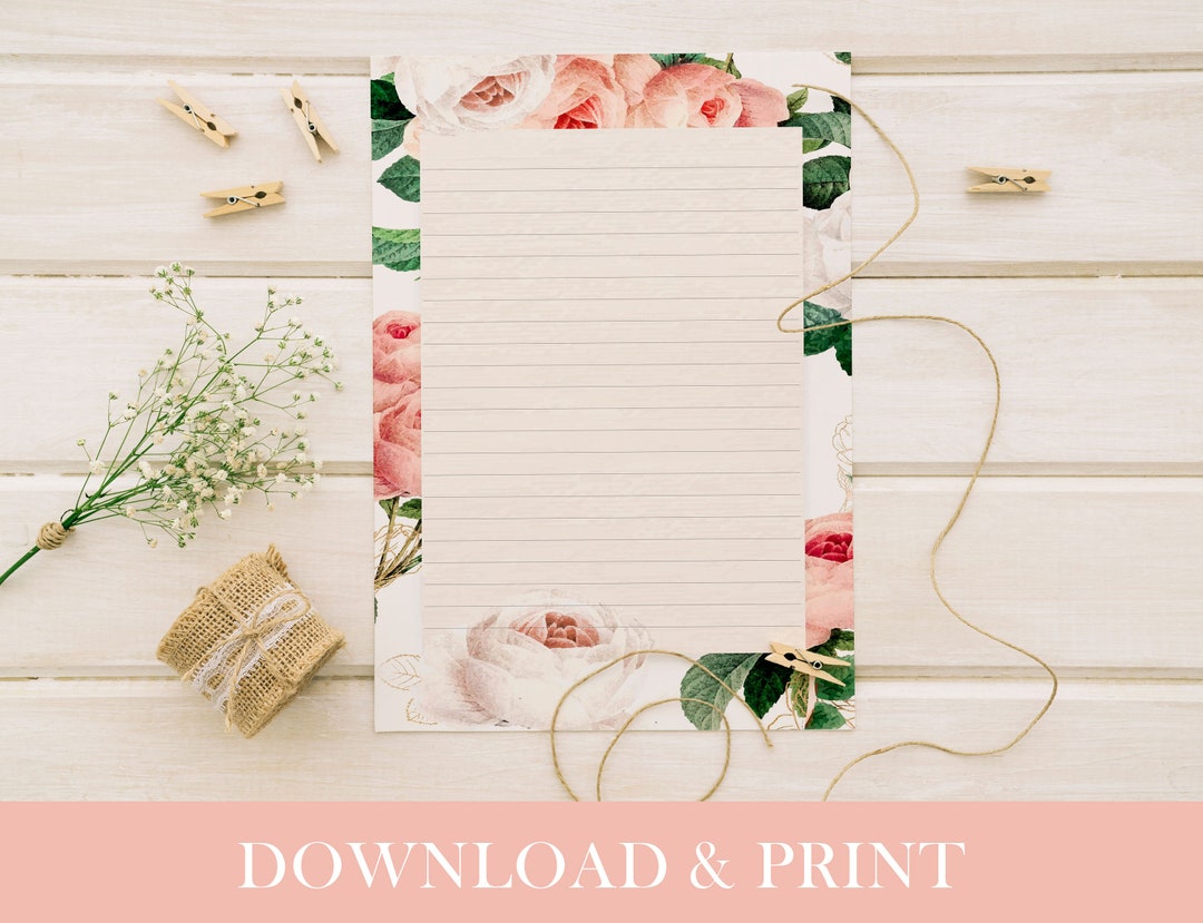 Printable Floral Stationery, 3 Floral Writing Paper, Digital Download ...