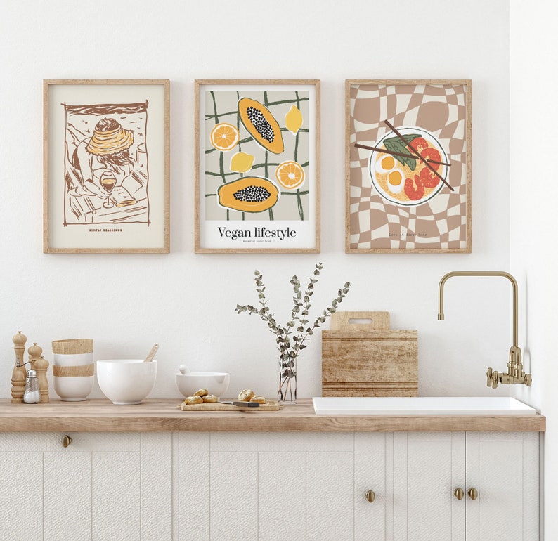 Kitchen Wall Art, Kitchen Print Set of 7, Aesthetic Kitchen Decor ...