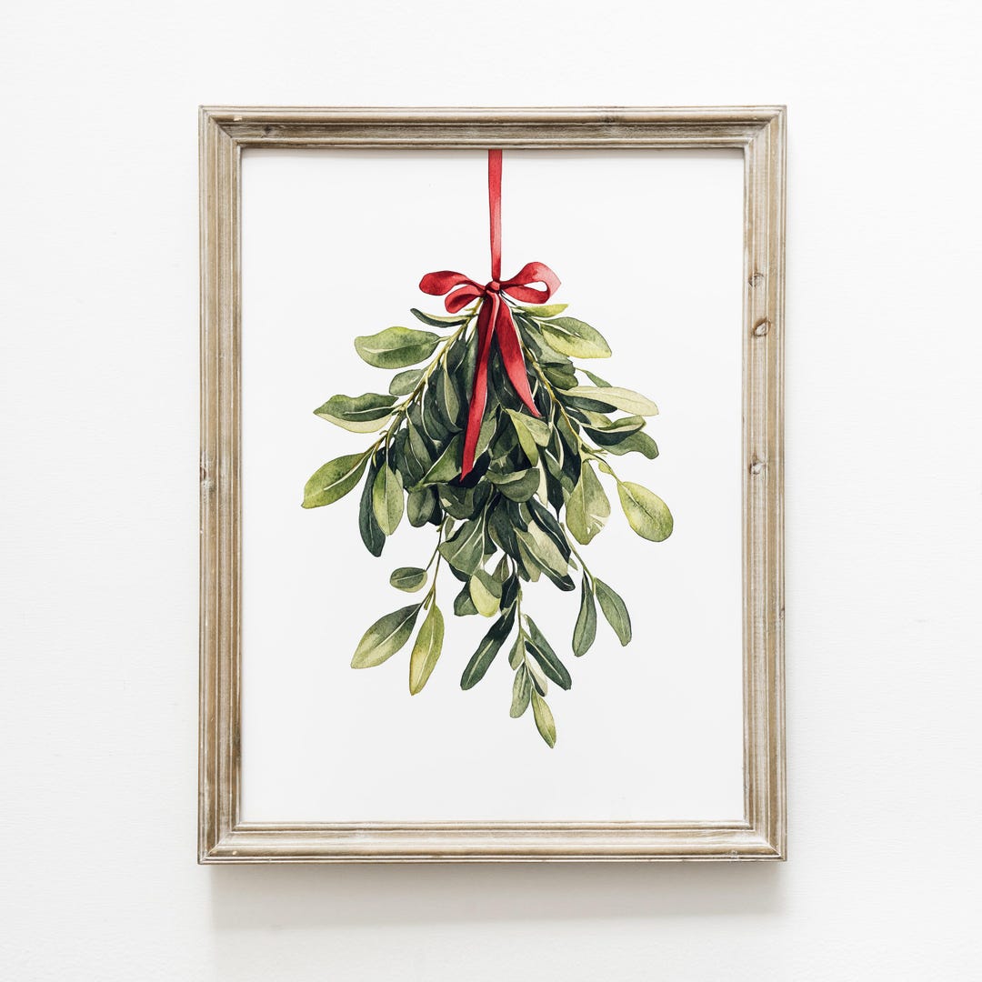 Christmas Mistletoe Print, Printable Christmas Decor, Farmhouse Wall ...