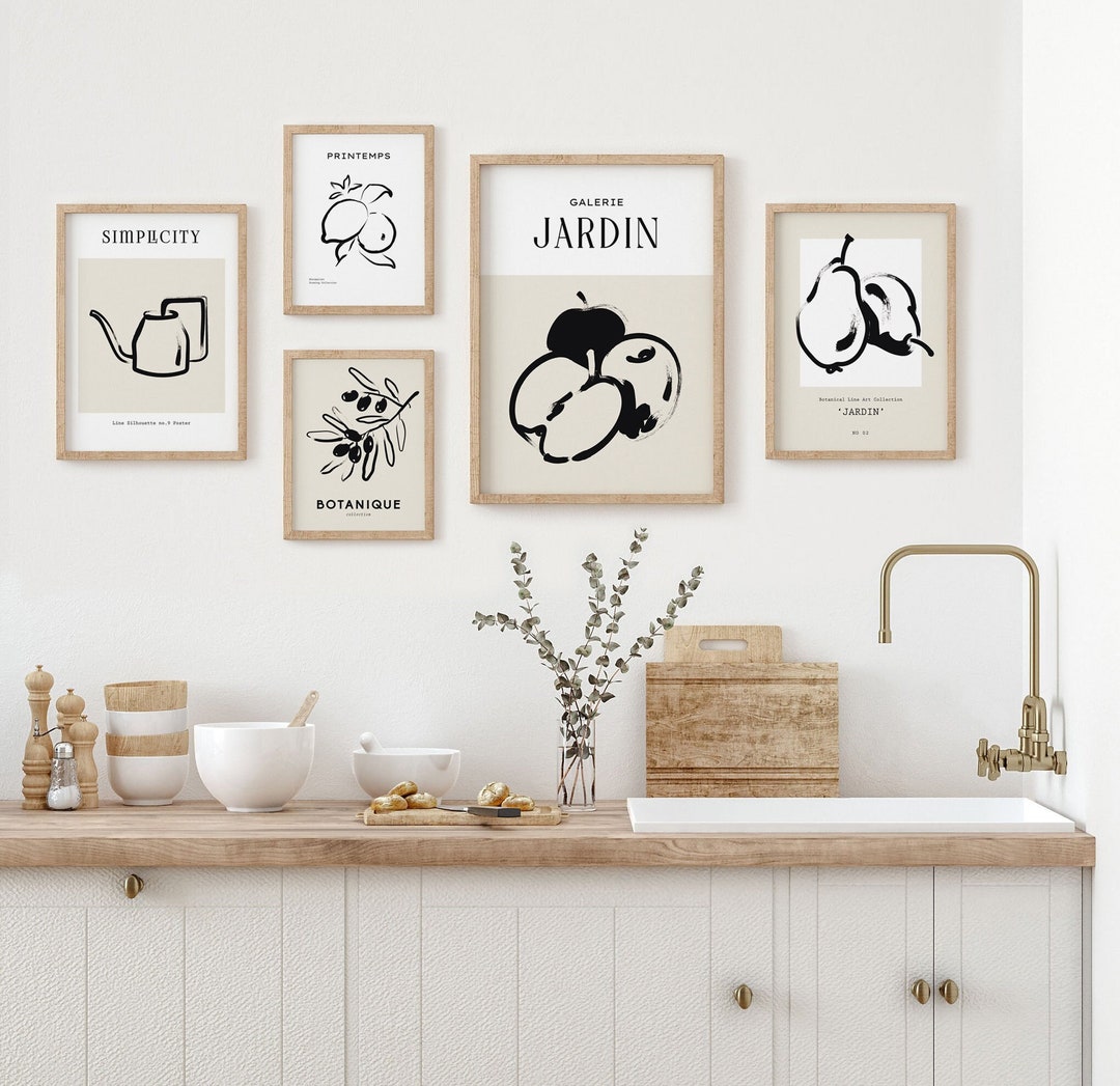 Kitchen Gallery Wall Art, Kitchen Print Set of 5, Aesthetic Kitchen ...