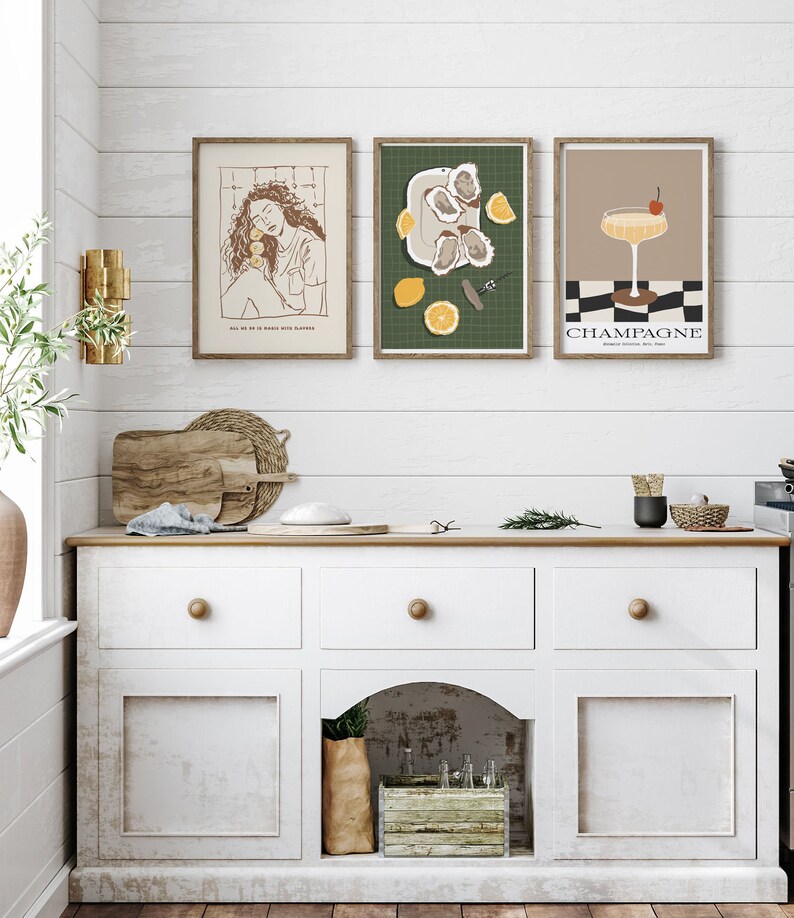 Kitchen Wall Art, Kitchen Print Set of 5, Aesthetic Kitchen Decor ...