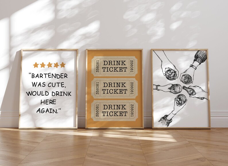 Bar Cart Prints, Set of 14 Printables, Bar Gallery Wall Set, Bar Cart ...