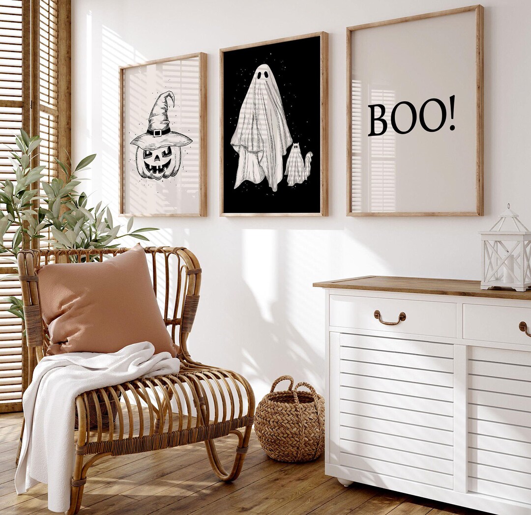 Halloween Set of 3 Prints, Halloween Gallery Wall Art, Halloween Wall ...
