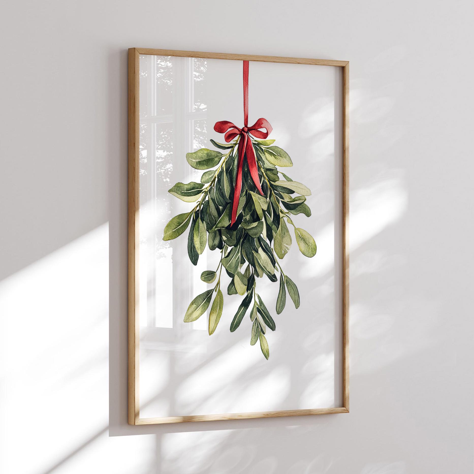 Christmas Mistletoe Print, Printable Christmas Decor, Farmhouse Wall ...