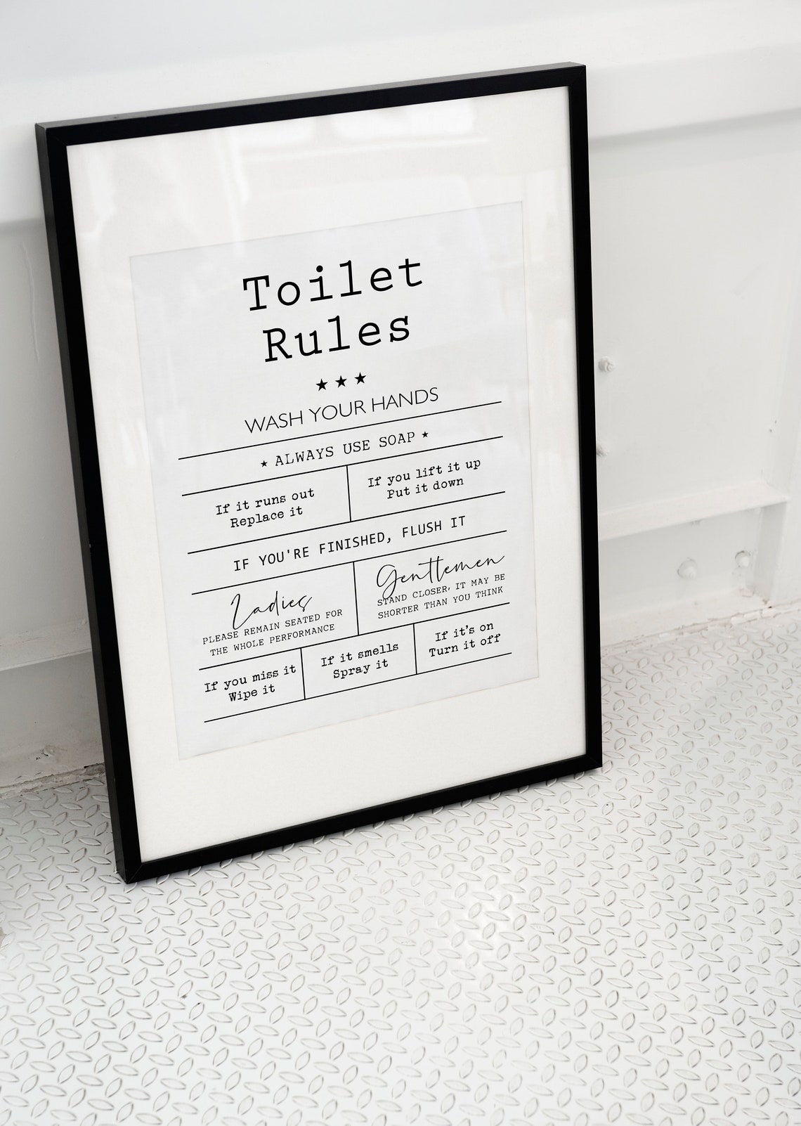 Toilet Rules Print, Fun Bathroom Decor, Toilet Wall Art, Retro Bathroom ...