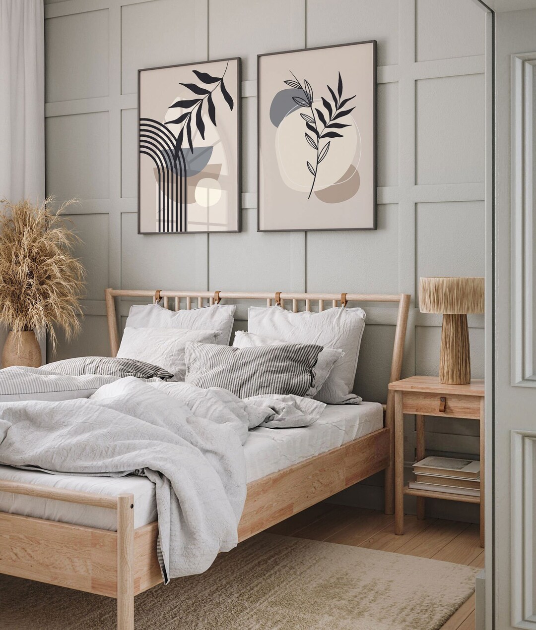 Boho Stil Poster Drucke, 2er Set Druck, abstrakte Wanddekoration, druckbare Boho Wandkunst ...