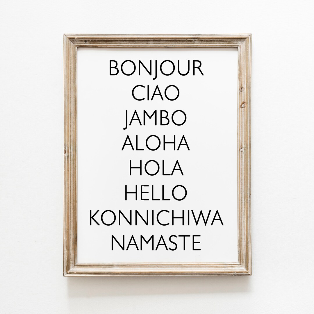 Hello Languages, Hello Art Print, Entryway Decor, Travel Wall Art, Gift ...