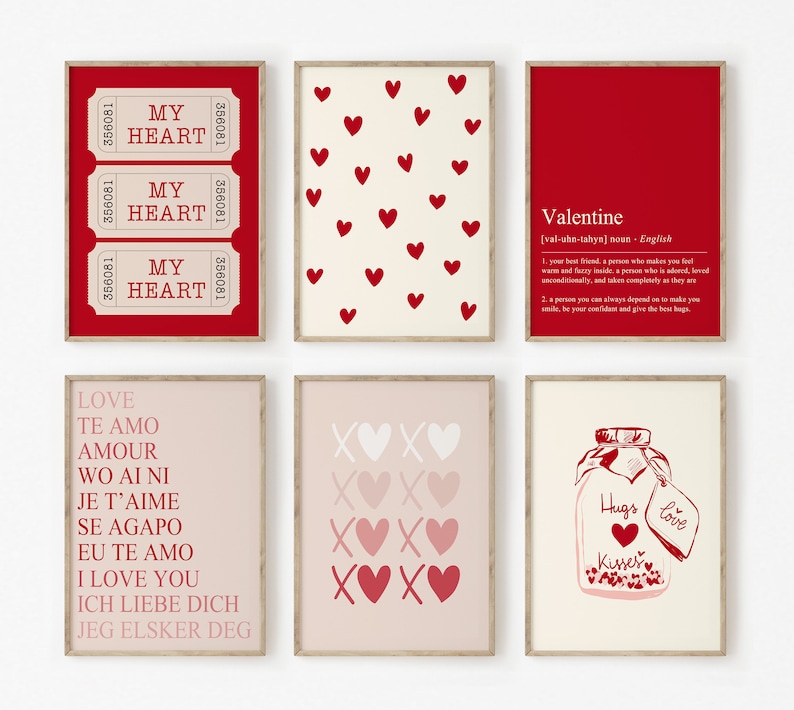 Valentines Day Decor, Set of 15 Printables, Valentines Day Printables ...