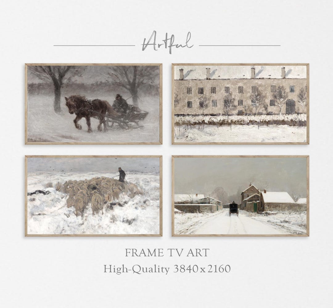 Vintage Winter Frame TV Art Set, Holiday Decor (digital Download) - Etsy
