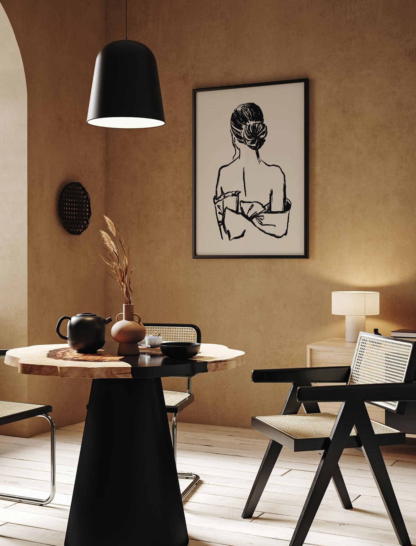 Boho Women Silhouette Poster, Minimalist Wall Art, Neutral Wall Decor ...