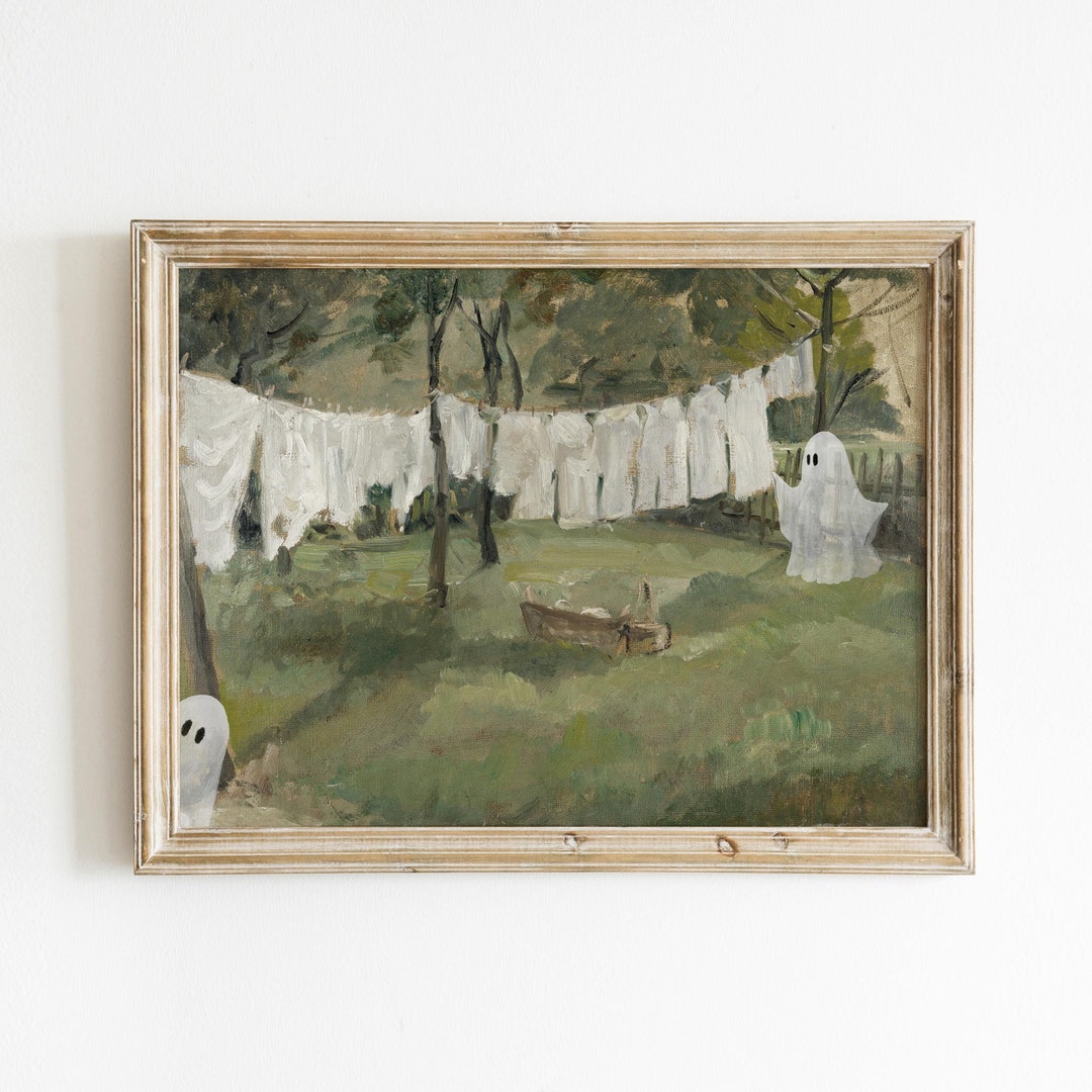 Vintage Halloween Wall Art, Funny Laundry Room Decor, Funny Ghost ...