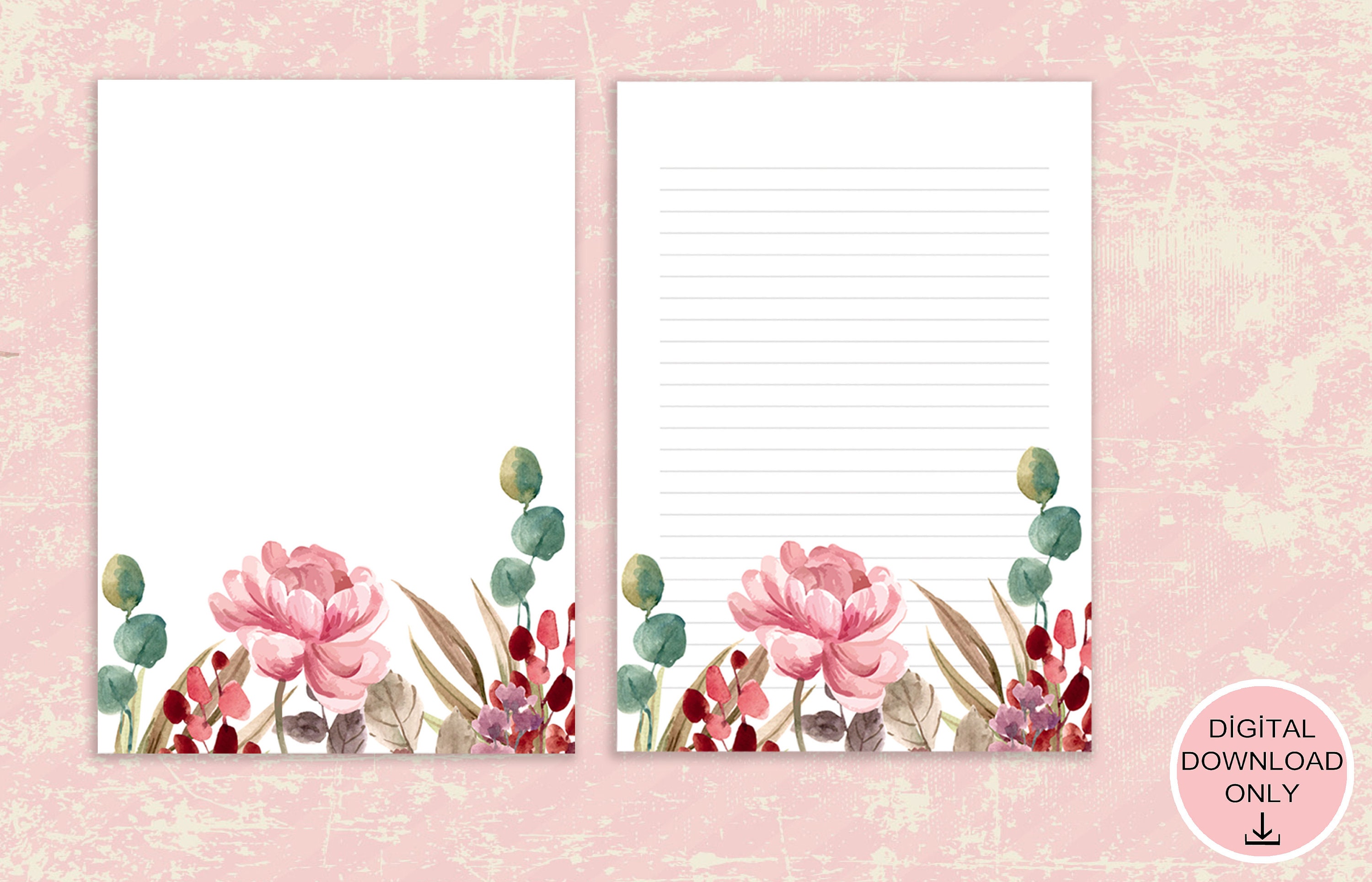 Printable Floral Stationery 8 Floral Writing Paper Digital - Etsy Canada