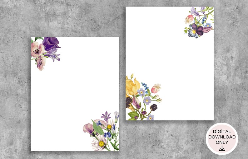 Printable Floral Stationery 10 Floral Writing Paper Digital - Etsy