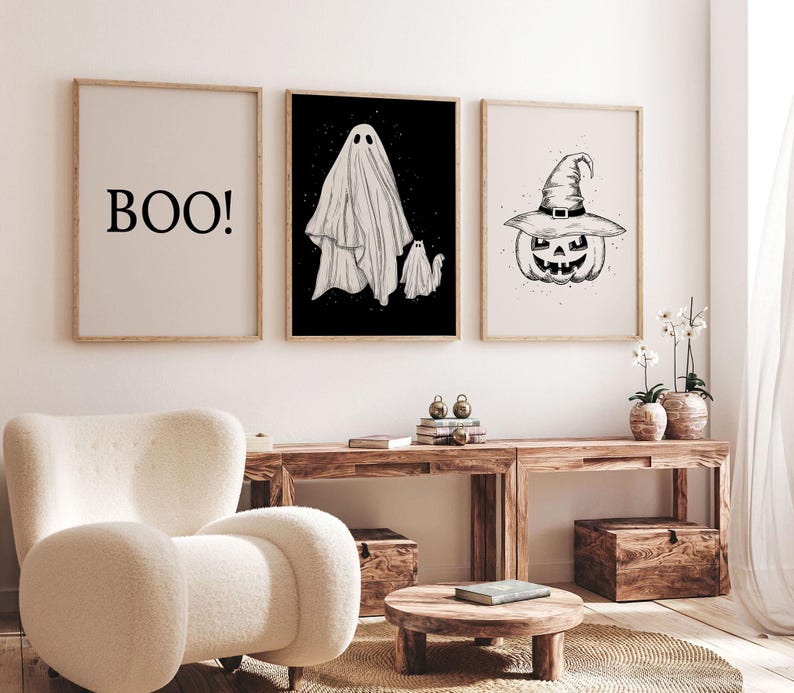 Halloween Set of 3 Prints, Halloween Gallery Wall Art, Halloween Wall ...