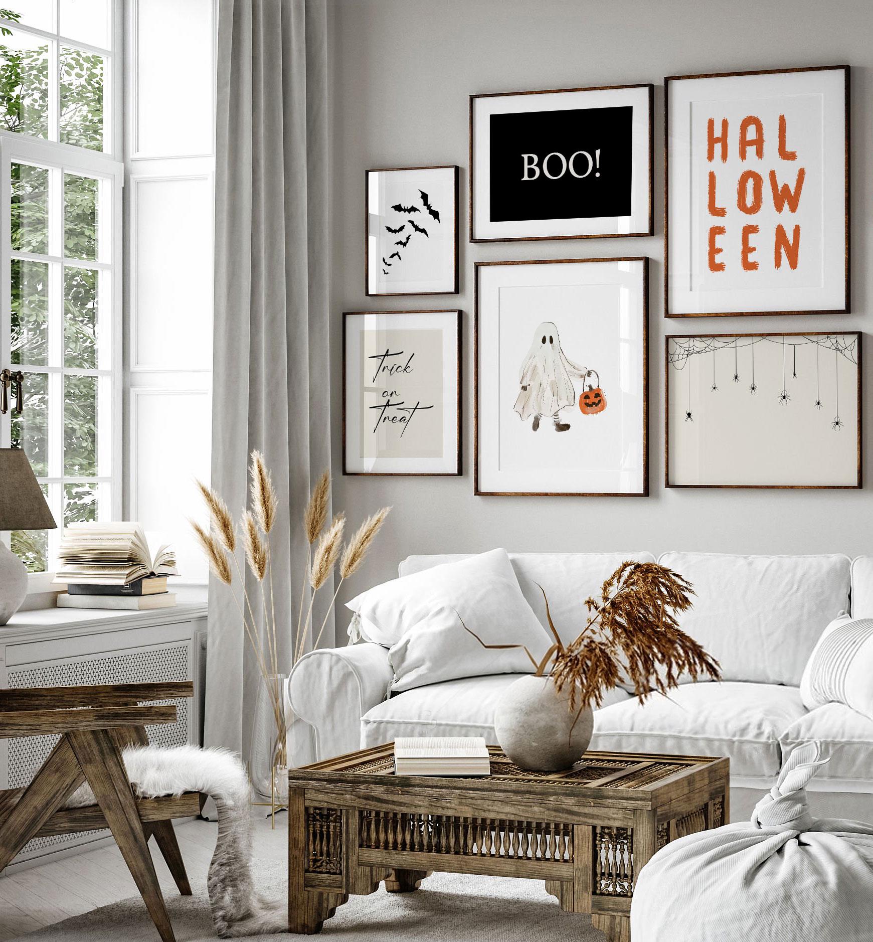 Halloween Set of 6 Prints, Halloween Gallery Wall Art, Halloween Wall ...