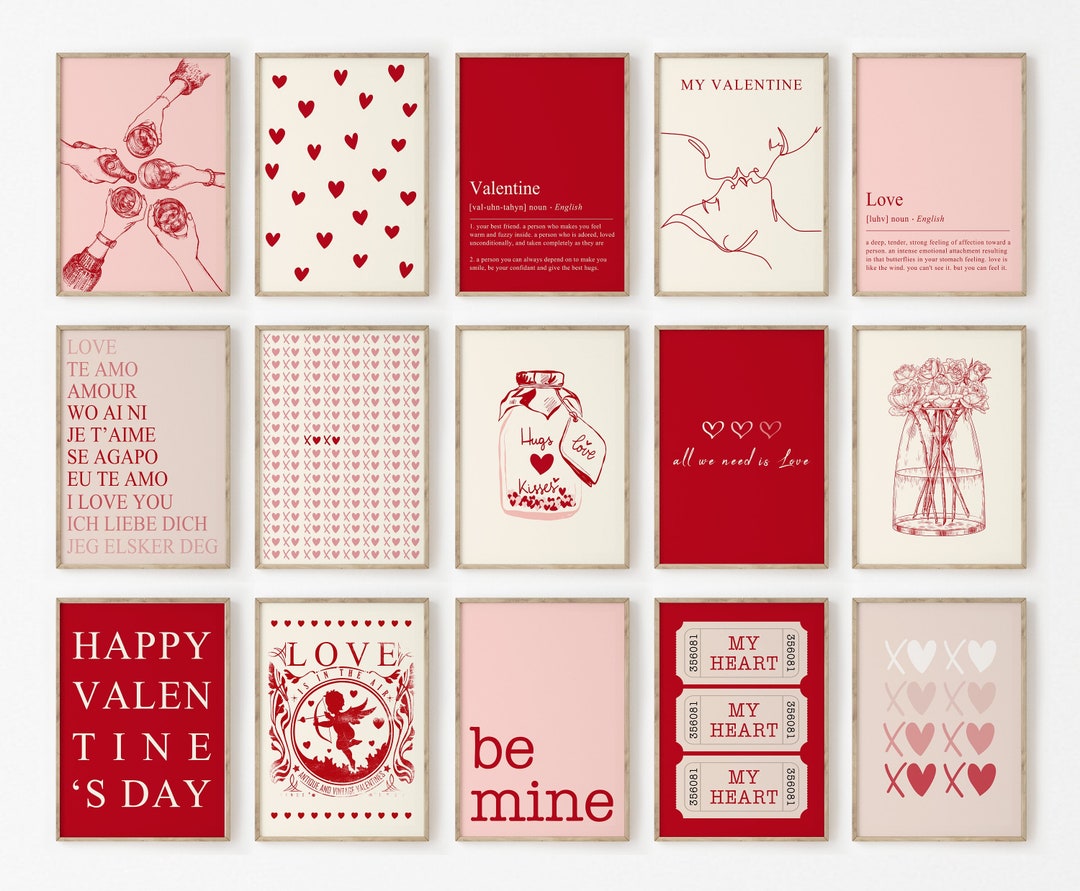 Valentines Day Decor, Set of 15 Printables, Valentines Day Printables ...