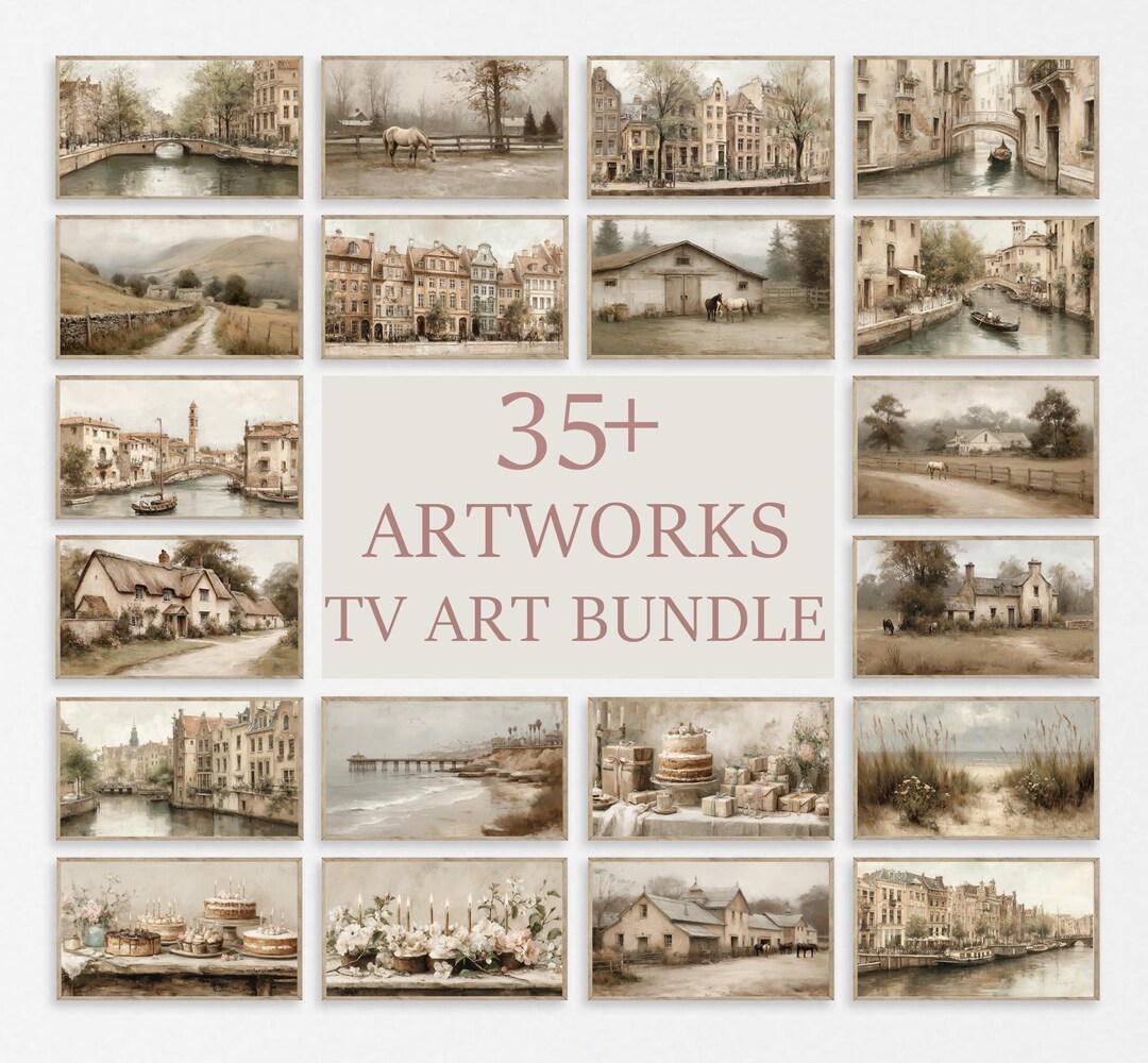 35+ Frame TV Art Bundle for Samsung the Frame | Neutral Vintage ...