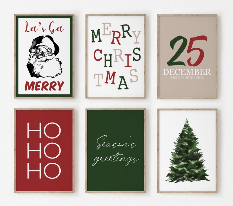 Classic Christmas Wall Decor, Set of 6 Prints, Christmas Gallery Wall ...