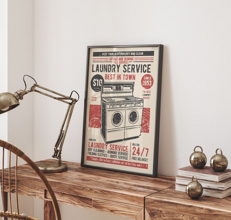 Retro Laundry Room Poster, Laundry Room Decor, Laundry Wall Art ...