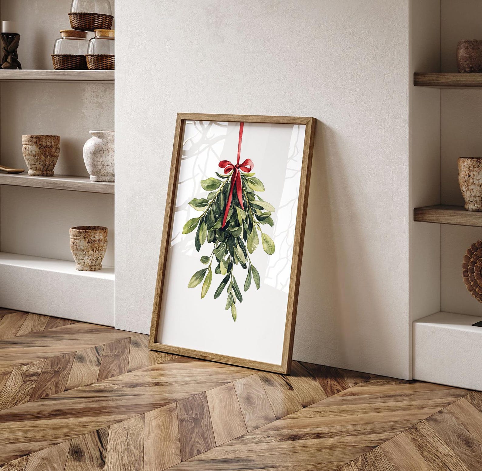 Christmas Mistletoe Print, Printable Christmas Decor, Farmhouse Wall ...
