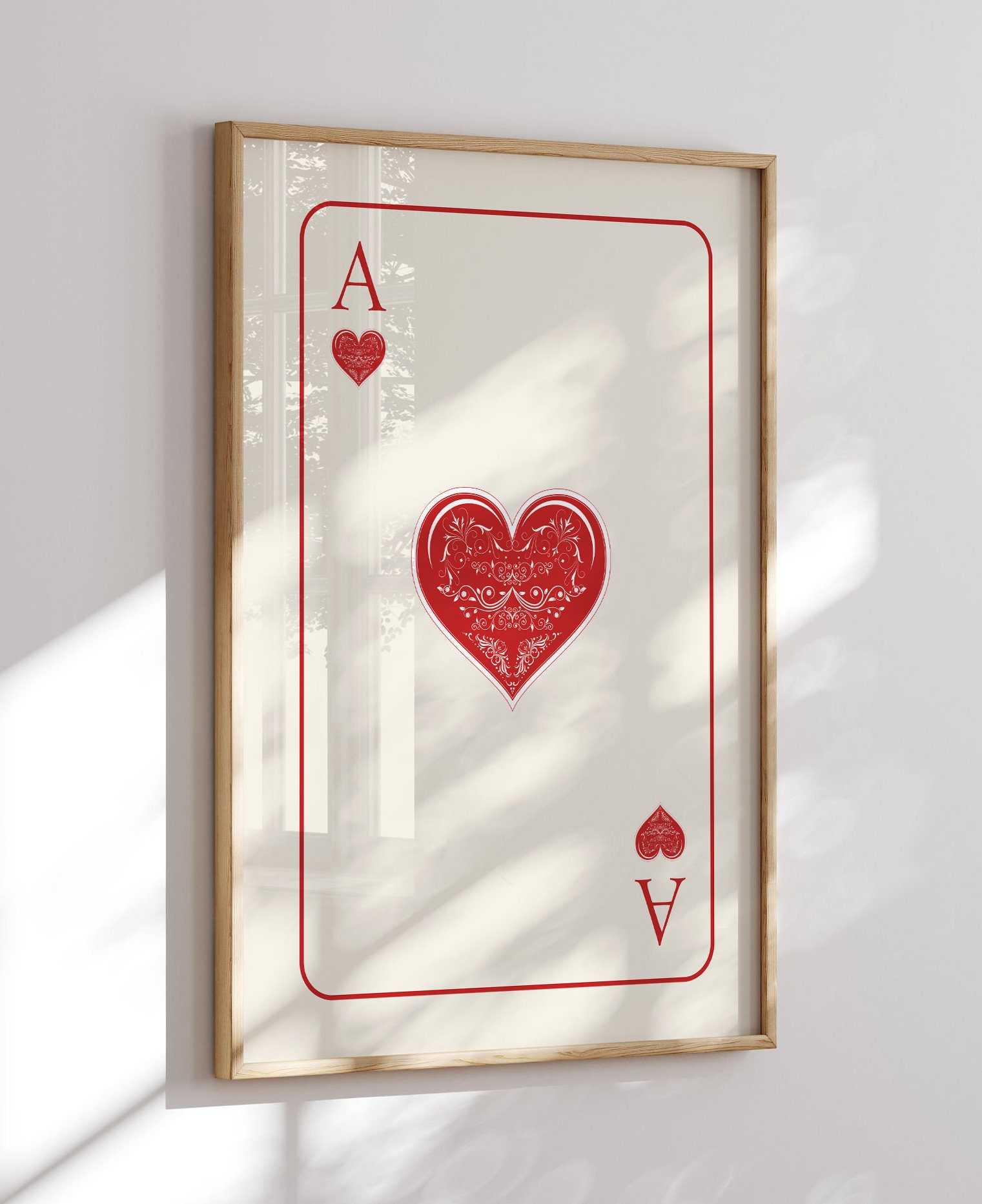 Red Ace of Hearts Poster, Poker Print, Trendy Retro Wall Art ...