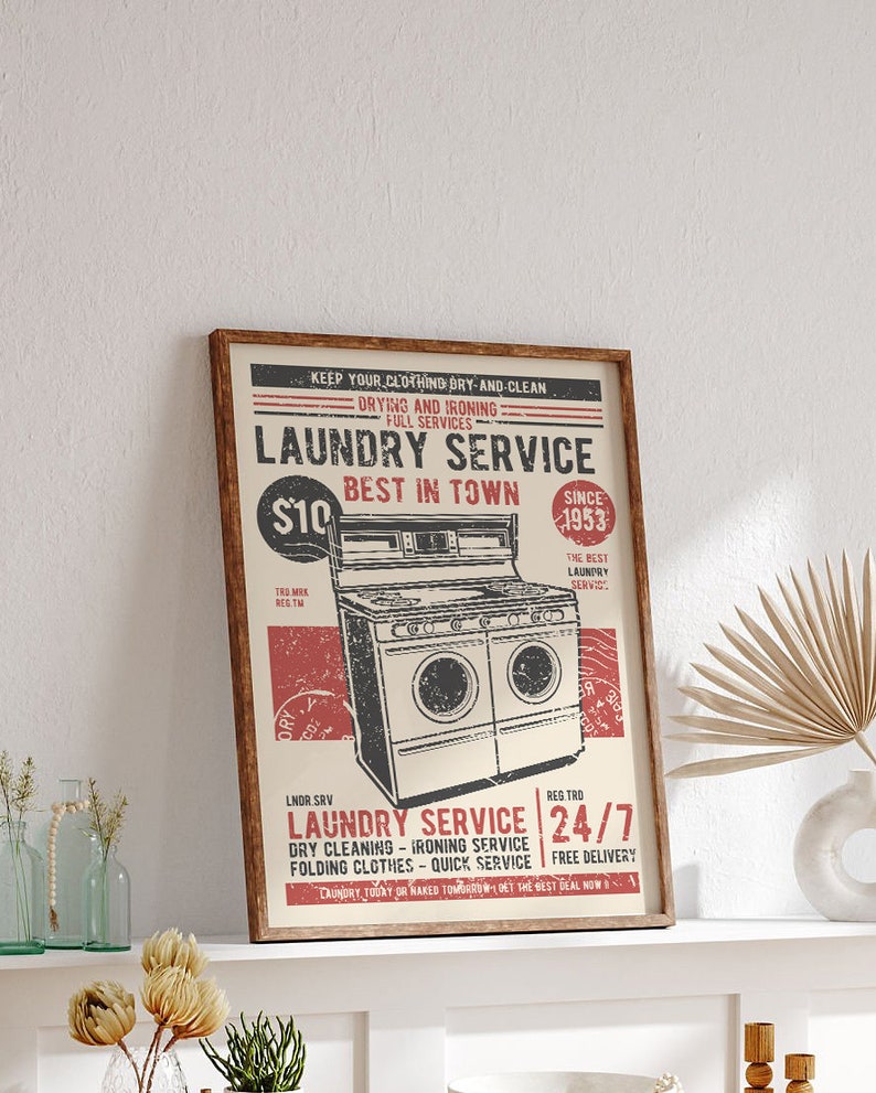 Retro Laundry Room Poster, Laundry Room Decor, Laundry Wall Art ...