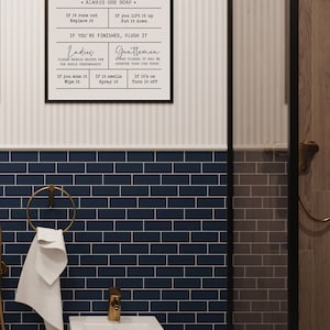 Toilet Rules Print, Fun Bathroom Decor, Toilet Wall Art, Retro Bathroom ...