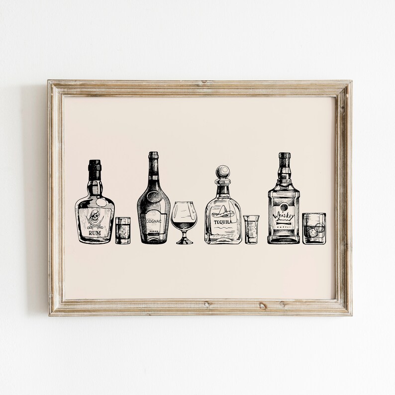 Bar Cart Prints, Set of 14 Printables, Bar Gallery Wall Set, Bar Cart ...