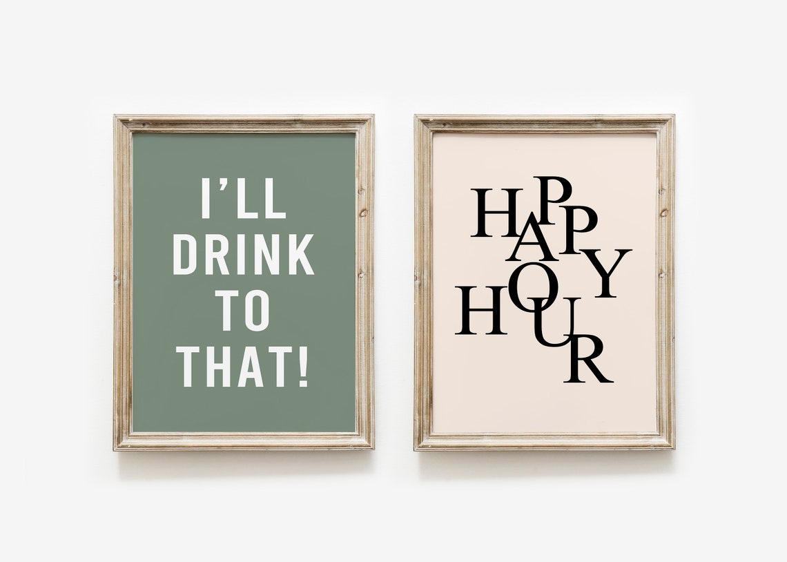 Bar Cart Prints, Set of 14 Printables, Bar Gallery Wall Set, Bar Cart ...